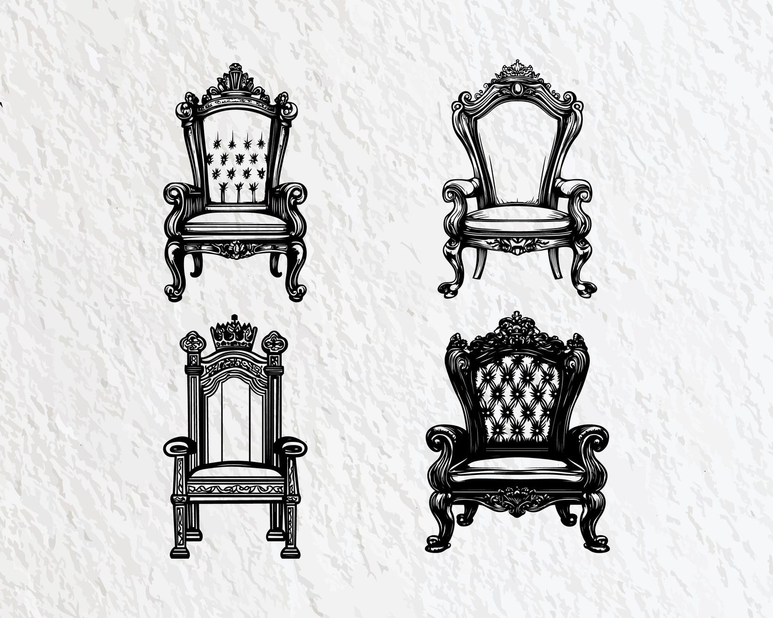 Throne Chair SVG Bundle: Royal Silhouette Clipart (PNG, Vector) - Etsy