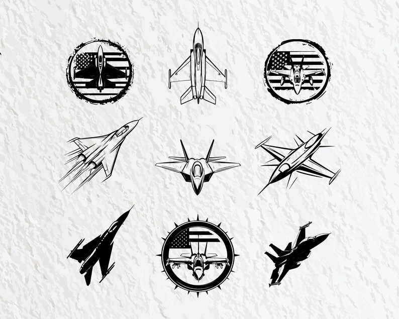 Jet Fighter SVG Bundle: Silhouette Clipart, Vector Decal (PNG, SVG) - Etsy