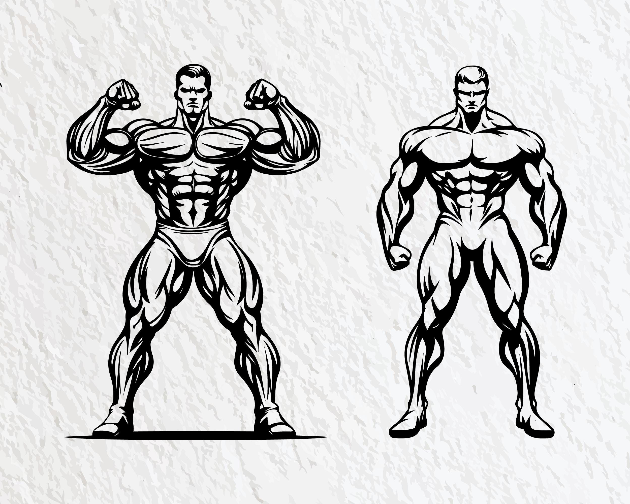 Muscle Man SVG Bundle: Silhouette Clipart, Vector Cut Files - Etsy