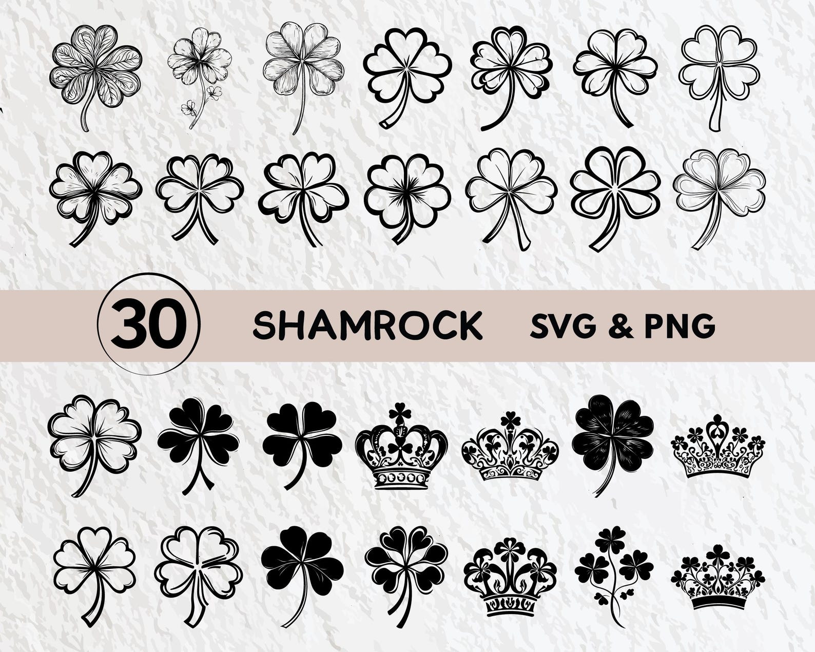 Shamrock SVG Bundle: 30 Clover Graphics (digital Download) - Etsy