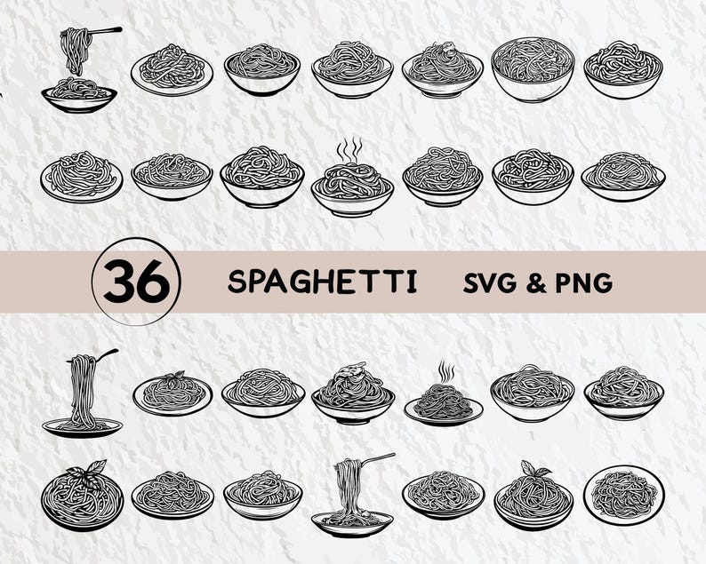 Spaghetti Svg Bundle, Spaghetti Silhouette, Spaghetti Clipart Png ...