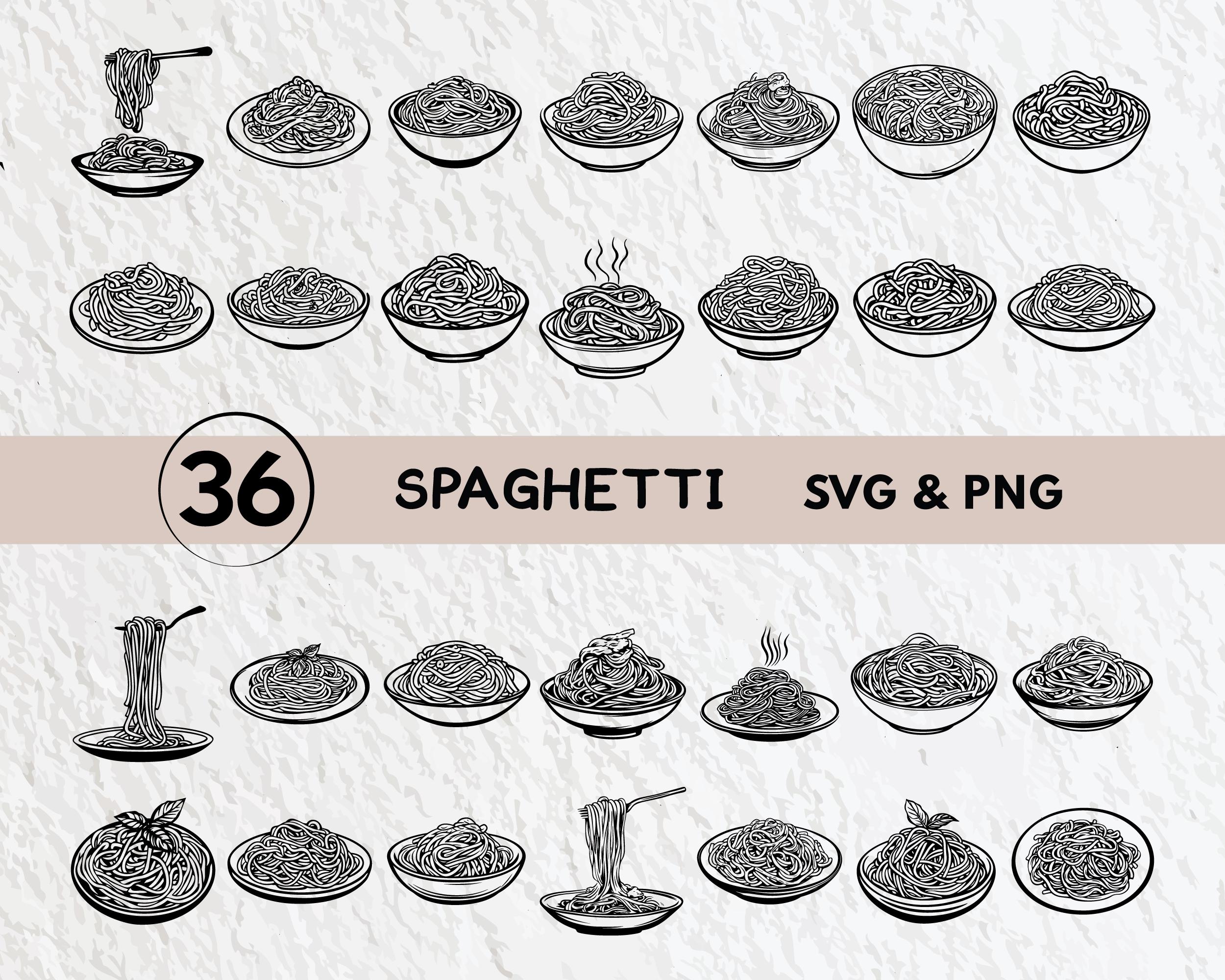 Spaghetti SVG Bundle: Silhouette Clipart, Vector Logo (digital Download ...