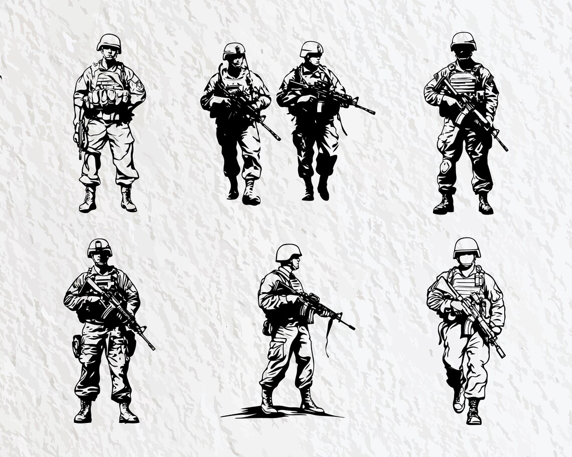 Army Svg Bundle, Army Silhouette, Army Clipart Png, Army Outline, Army ...