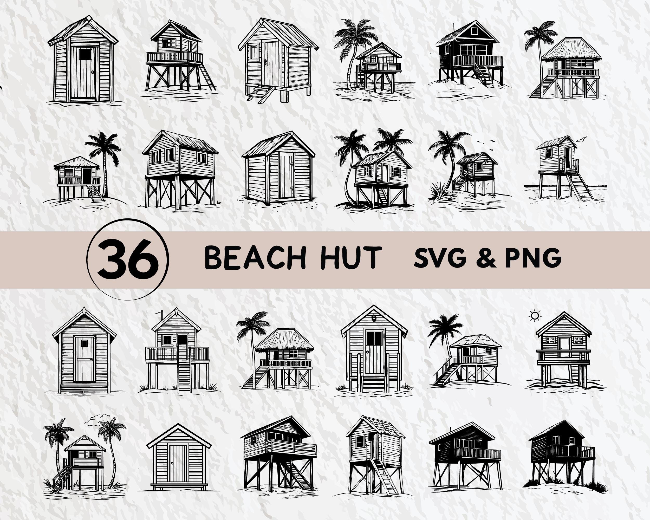 Beach Hut Svg Bundle, Beach Hut Silhouette, Beach Hut Clipart Png ...
