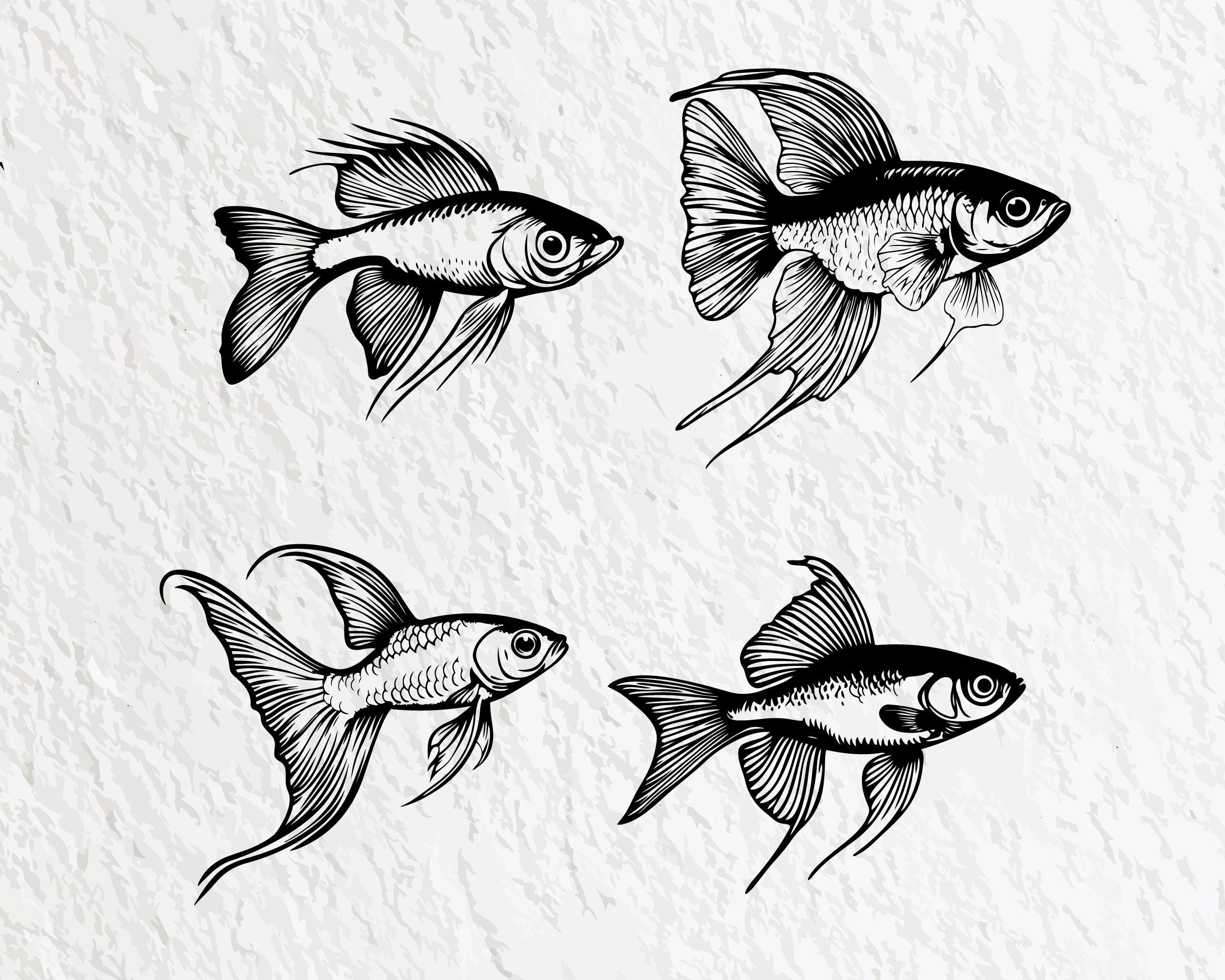 Guppy Fish SVG Bundle: Silhouette Clipart, Cricut Decal Files - Etsy