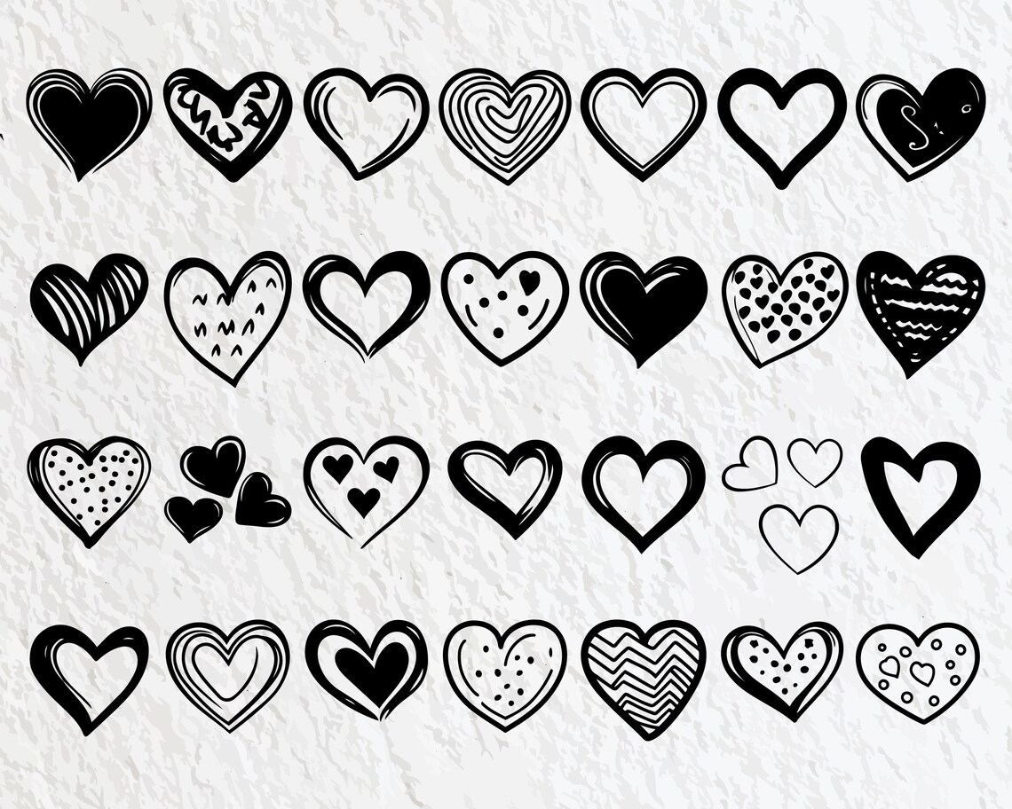 Hearts SVG Bundle: Silhouette Clipart, Vector Decal (PNG) - Etsy