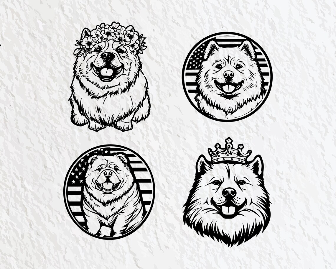 Chow Chow SVG Bundle: Dog Silhouette, Clipart, and Vector (digital ...
