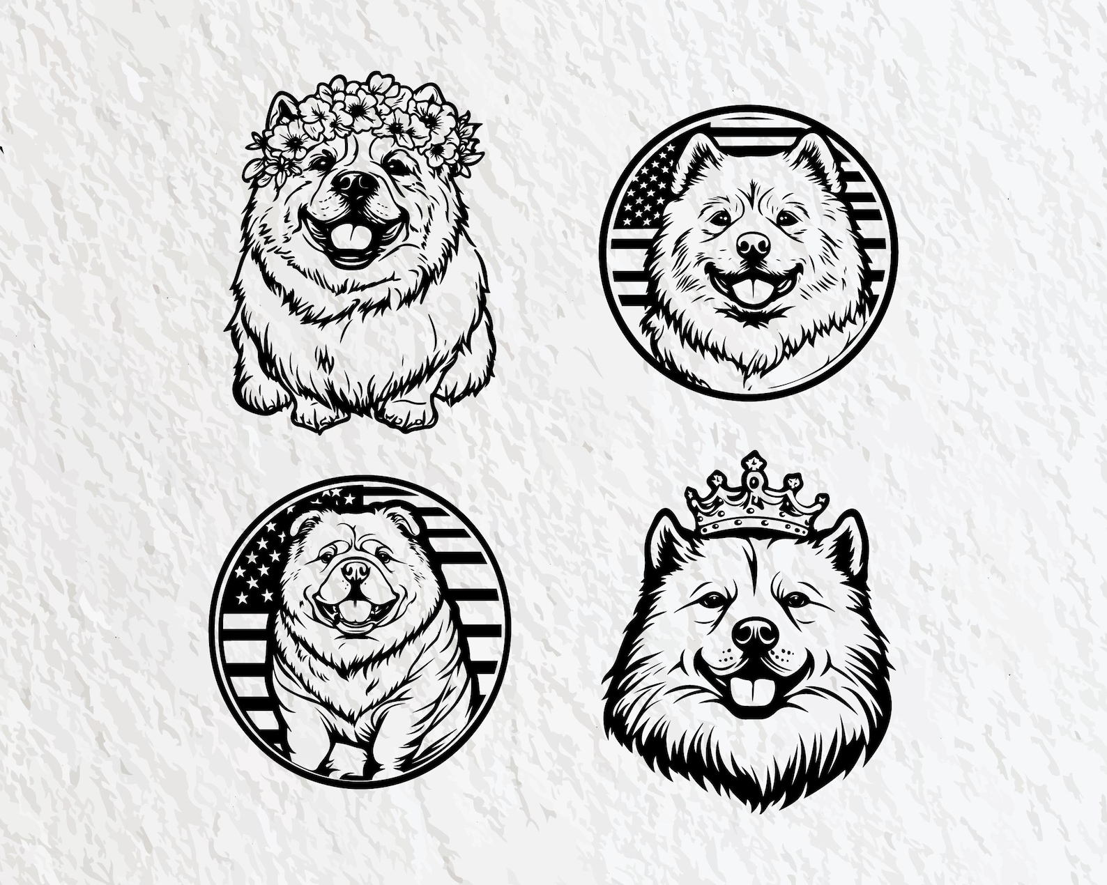 Chow Chow SVG Bundle: Dog Silhouette, Clipart, and Vector (digital ...