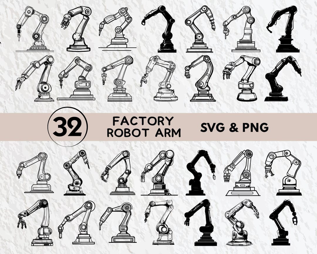Factory Robot Arm Svg Bundle, Factory Robot Arm Silhouette, Factory ...
