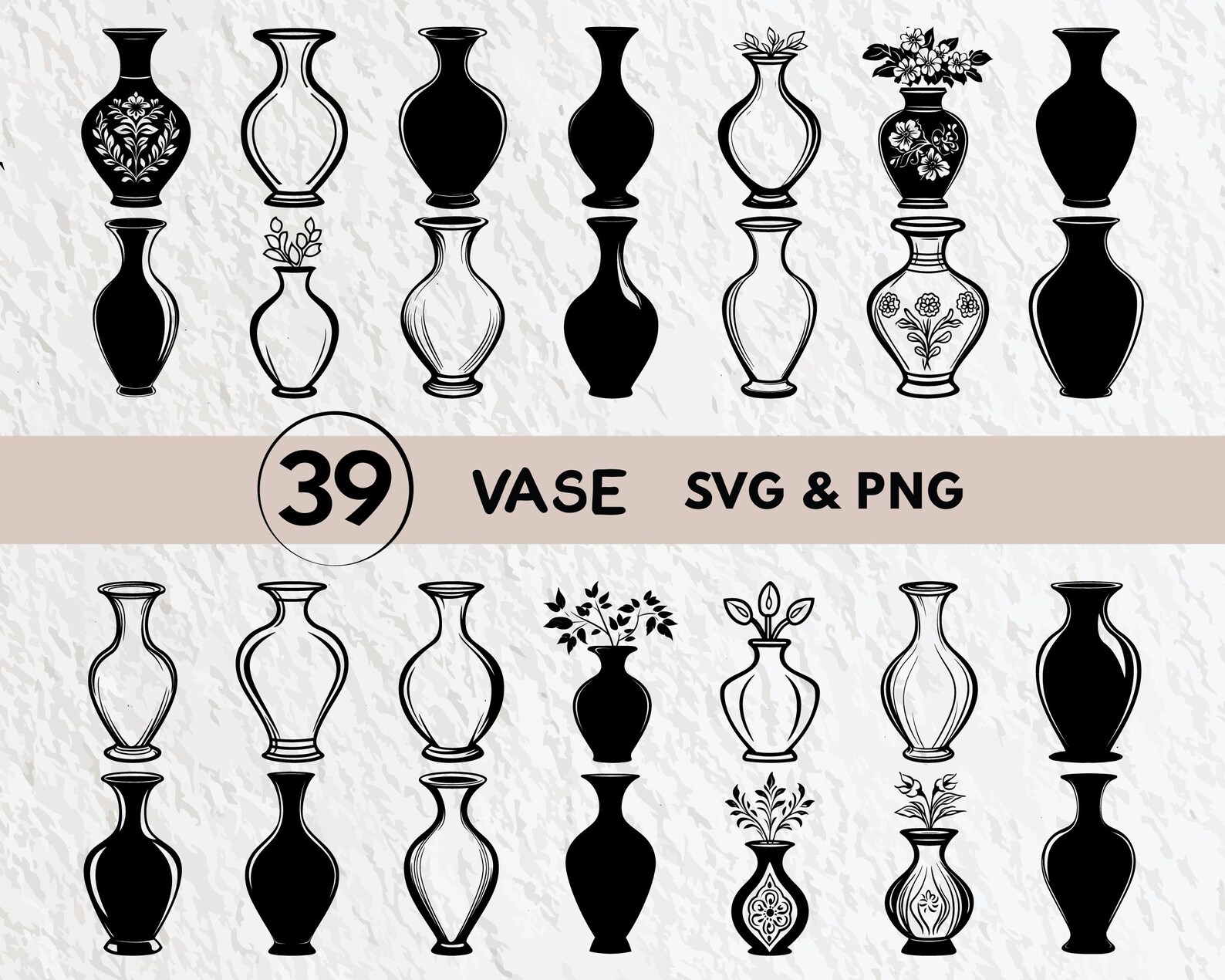 Vase Silhouette Svg, Vase Svg Bundle, Vase Clipart, Vase Decal, Vase ...