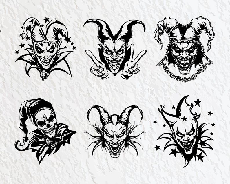 Evil Jester SVG Bundle: Silhouette, Clipart, Vector (digital Download ...