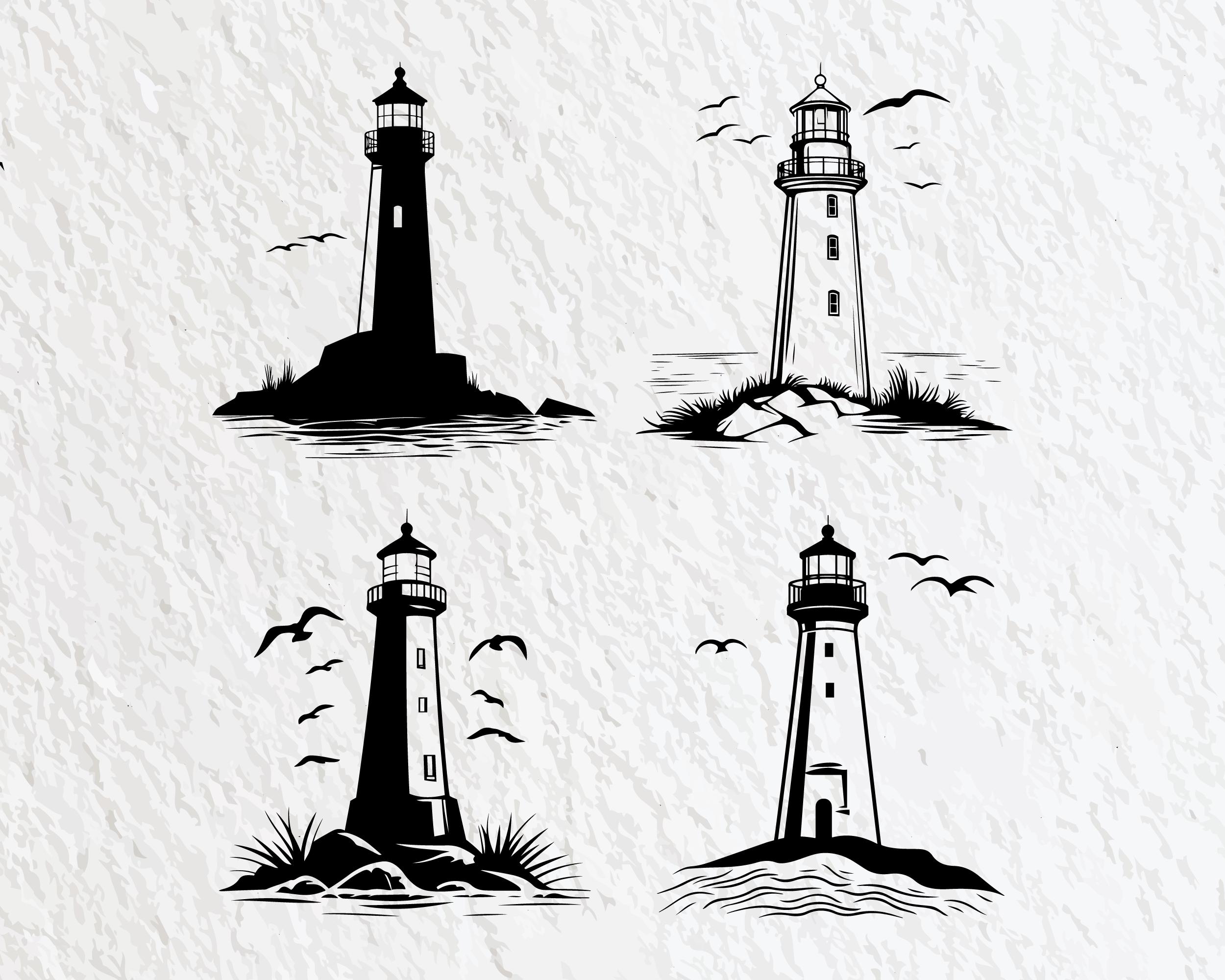 Lighthouse SVG Bundle: Silhouette Clipart, Decal, Logo (PNG, Vector) - Etsy