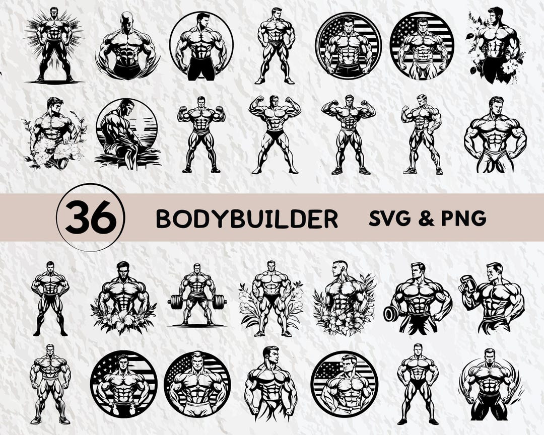 Bodybuilder Svg Bundle, Bodybuilder Silhouette, Bodybuilder Clipart Png ...