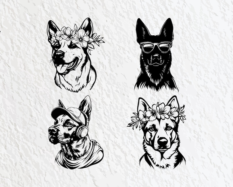 Belgian Malinois SVG Bundle: Silhouette, Clipart, Outline (digital ...