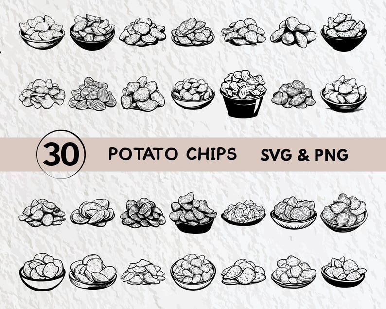 Potato Chips SVG Bundle: Clipart, Outline, Vector (digital Download) - Etsy