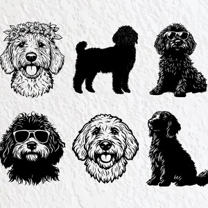 Sheepadoodle Dog SVG Bundle: Clipart, Silhouette, Vector (PNG, Cut ...