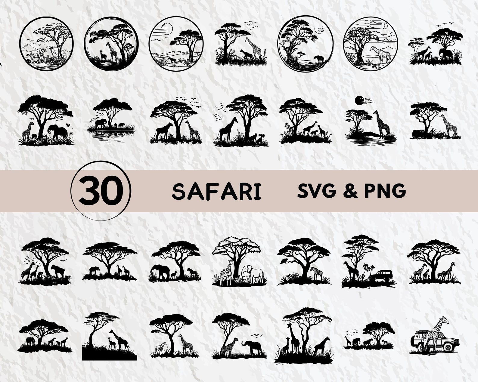 Safari Svg Bundle, Safari Silhouette, Safari Clipart Png, Safari ...