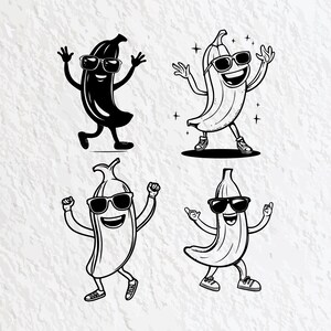 Cute Banana Dancing Svg Bundle, Banana Silhouette Png, Banana Outline ...