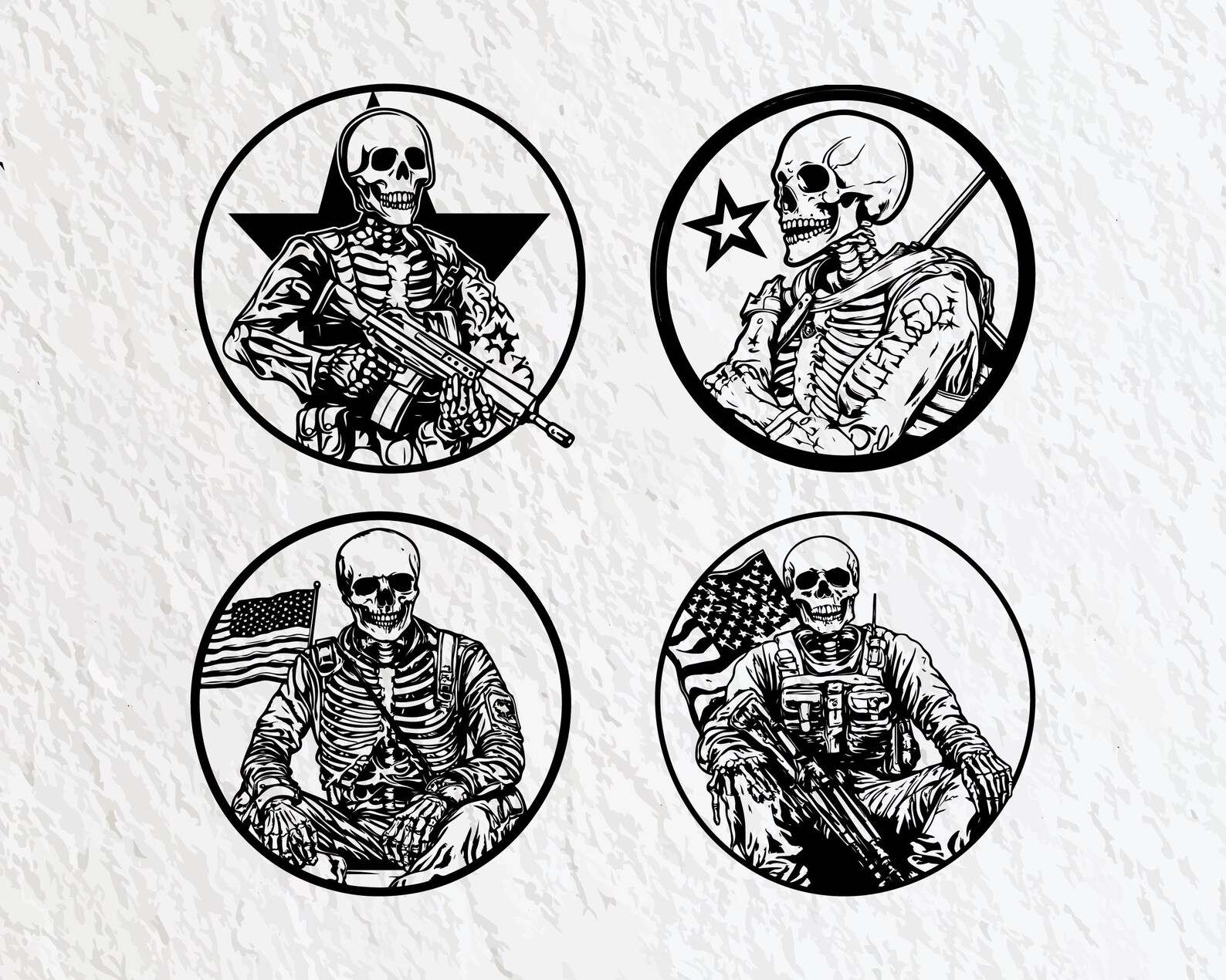 Skeleton Soldier SVG Bundle: Vector Art, Clipart, Decal (PNG, SVG) - Etsy
