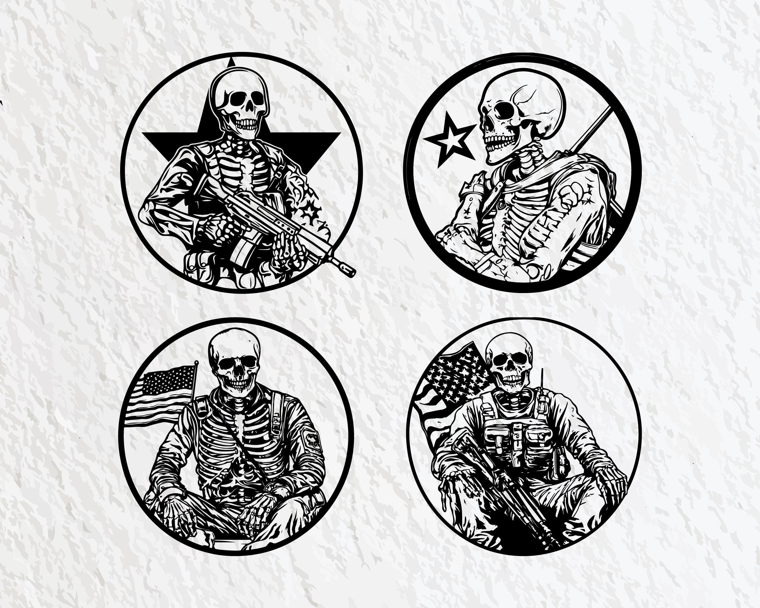 Skeleton Soldier Svg Bundle, Skeleton Soldier Silhouette, Skeleton ...