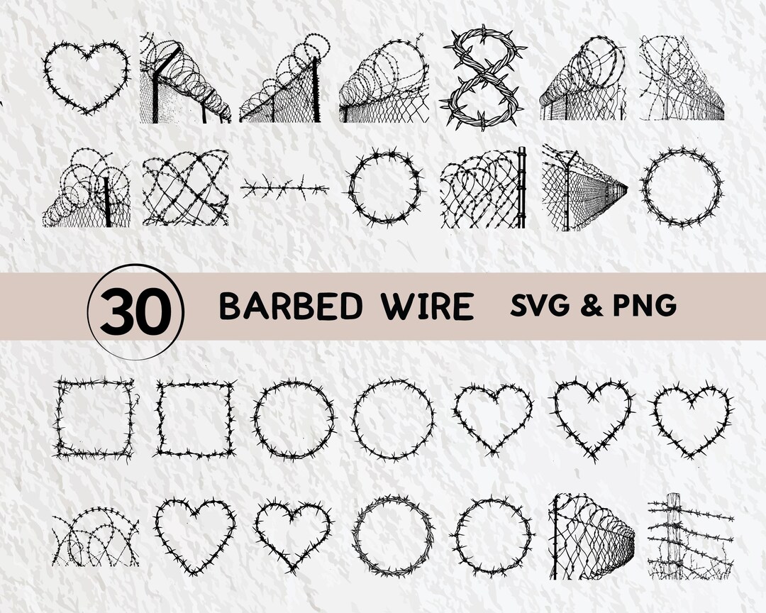 Barbed Wire Svg Bundle, Barbed Wire Silhouette, Barbed Wire Clipart Png ...