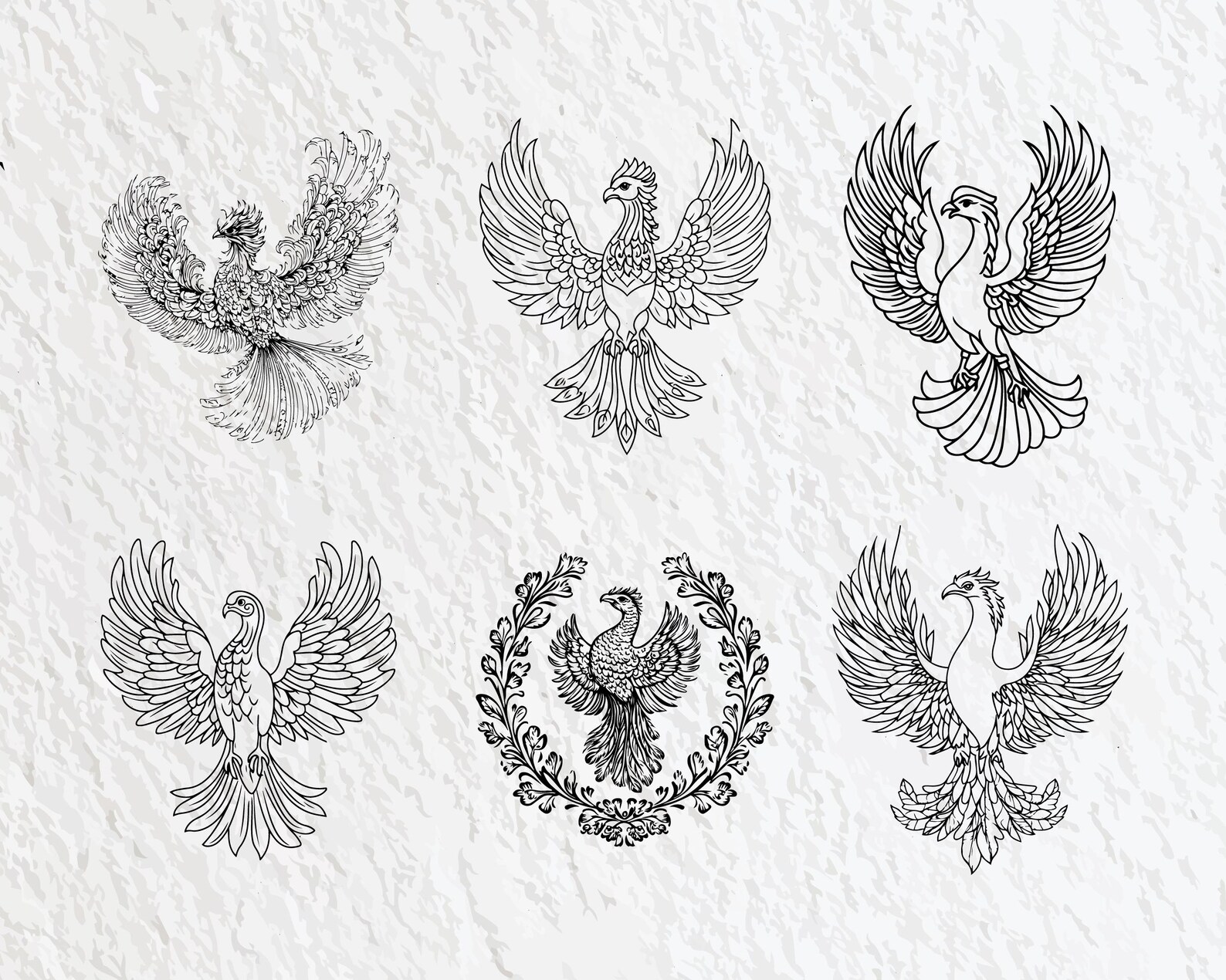 Phoenix SVG Bundle: Silhouette, Clipart, Vector Logo (cricut Files) - Etsy