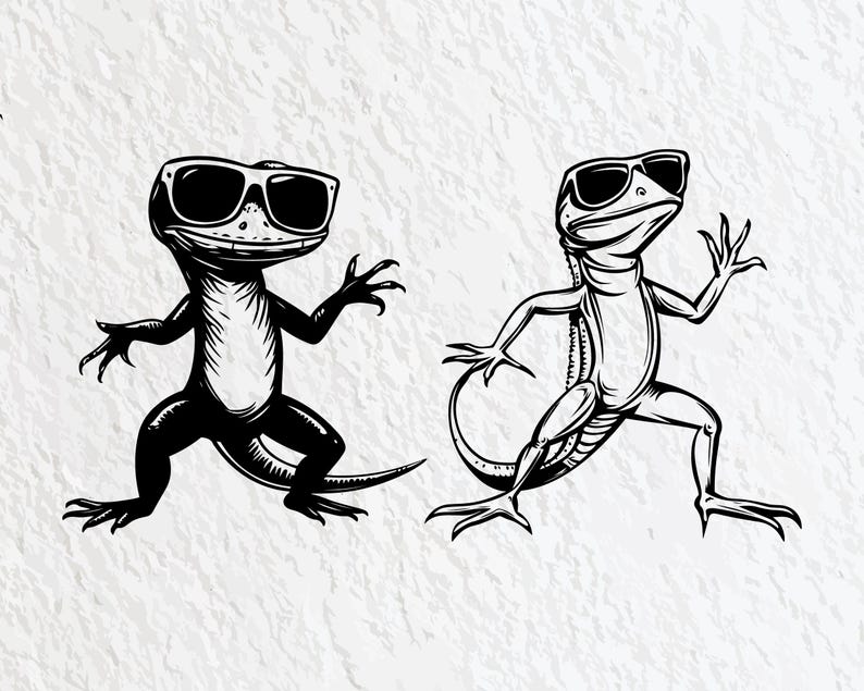 Cute Dancing Lizard SVG Bundle, Clipart PNG, Vector Icon Files - Etsy