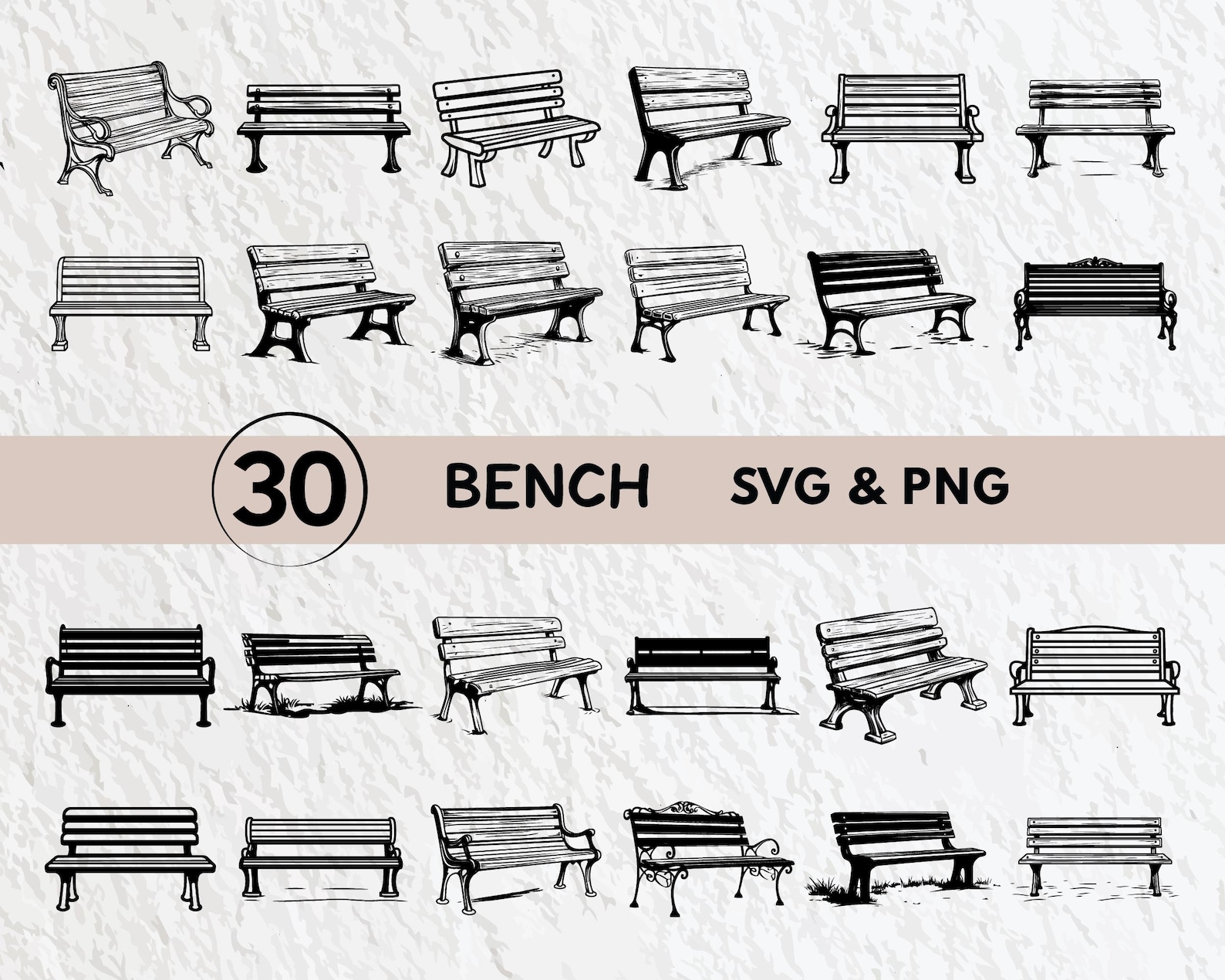 Bench SVG Bundle: Silhouette Clipart, Cricut Cut Files - Etsy
