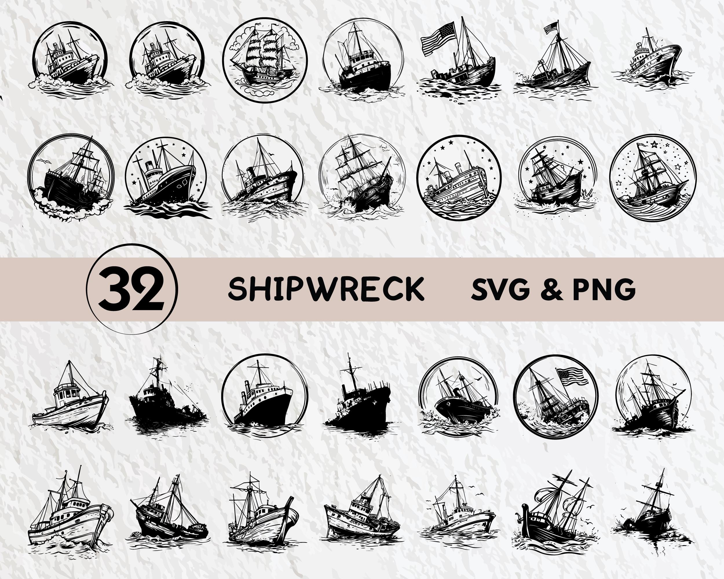 Shipwreck Svg Bundle, Shipwreck Silhouette, Shipwreck Clipart Png ...