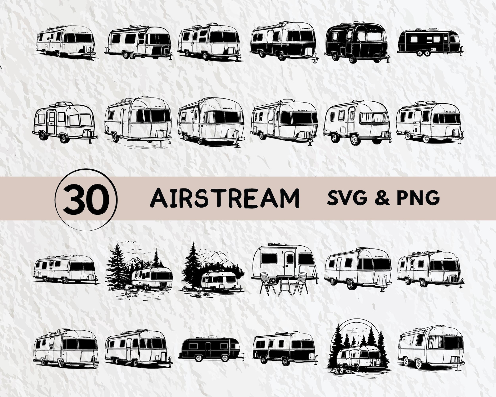Airstream Svg Bundle, Airstream Silhouette, Airstream Clipart Png ...