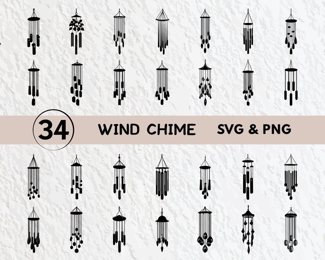 Wind Chime Svg Bundle, Wind Chime Silhouette, Wind Chime Clipart Png ...