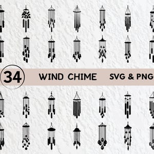 Wind Chime Svg Bundle, Wind Chime Silhouette, Wind Chime Clipart Png ...