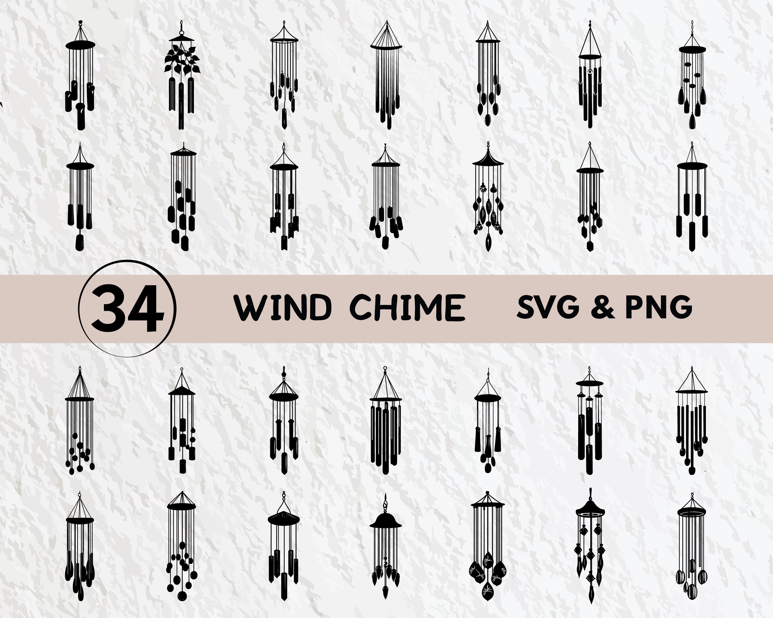 Wind Chime Svg Bundle, Wind Chime Silhouette, Wind Chime Clipart Png ...