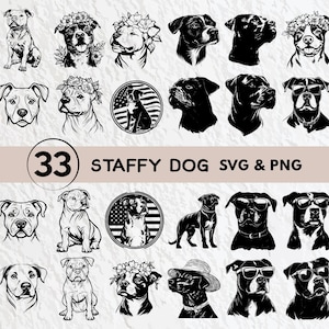 Staffy Dog SVG Bundle: Silhouette Clipart, Cut Files (PNG, SVG) - Etsy