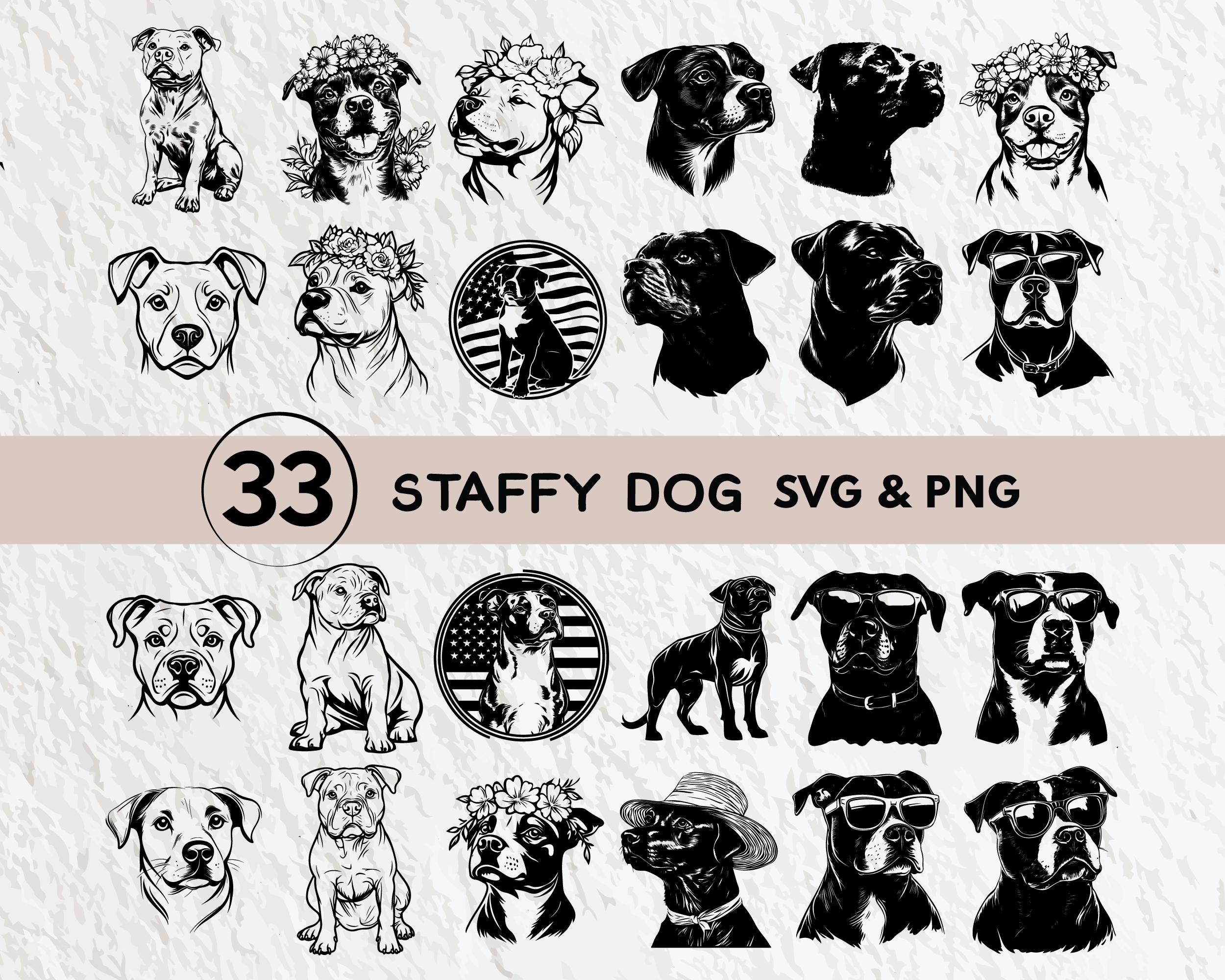 Staffy Dog SVG Bundle: Silhouette Clipart, Cut Files (PNG, SVG) - Etsy