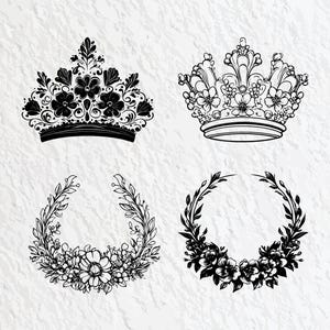Floral Crown Svg Bundle, Floral Crown Silhouette, Floral Crown Clipart ...