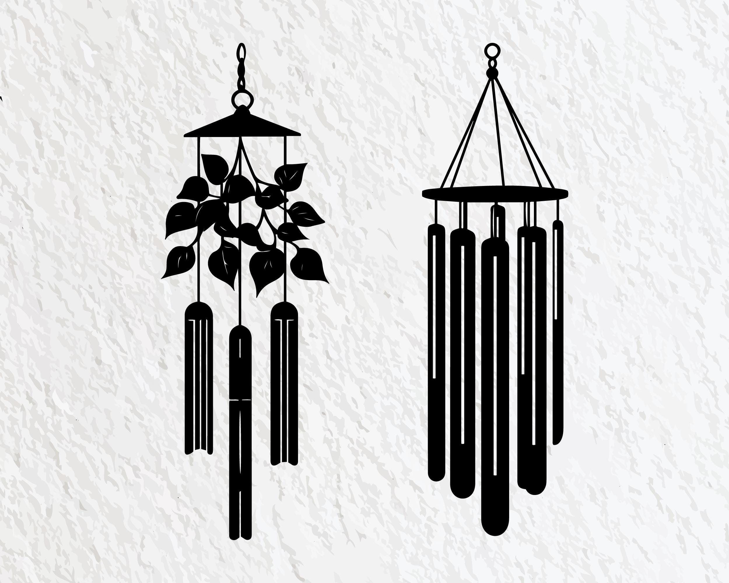 Wind Chime Svg Bundle, Wind Chime Silhouette, Wind Chime Clipart Png ...