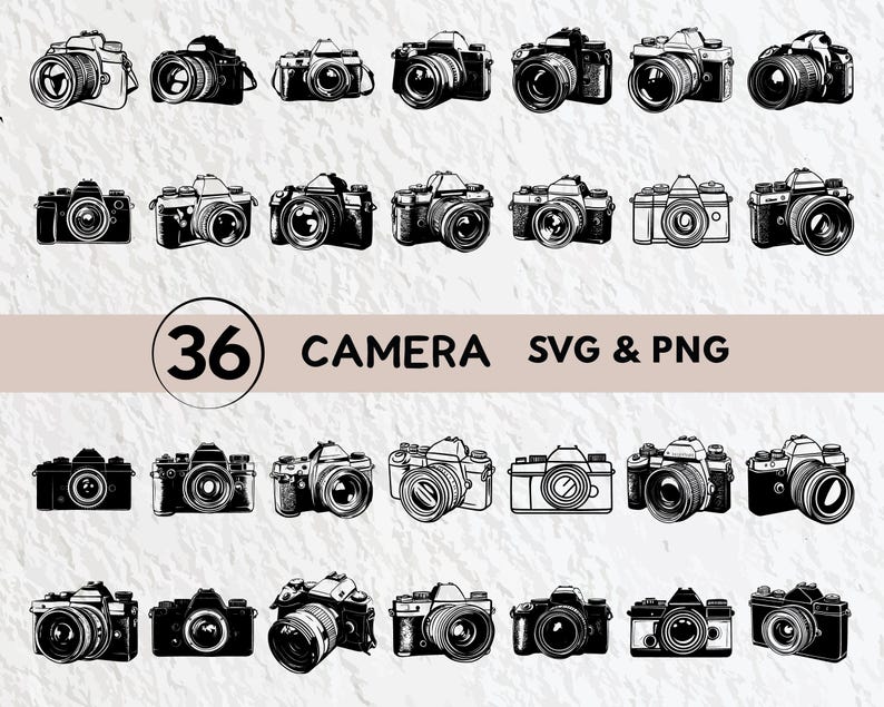 Camera Svg Bundle, Camera Silhouette, Camera Clipart Png, Camera ...
