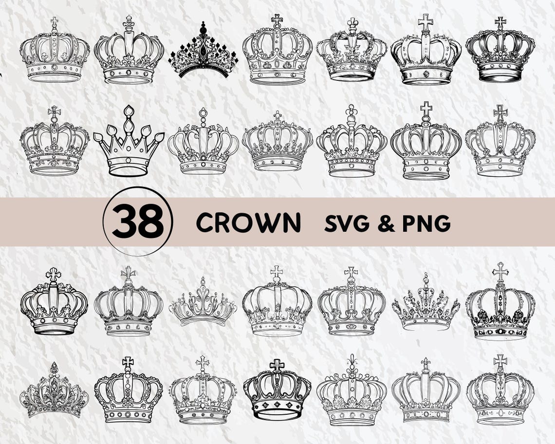 Crown Silhouette Svg, Crown Svg Bundle, Crown Clipart, Crown Decal ...