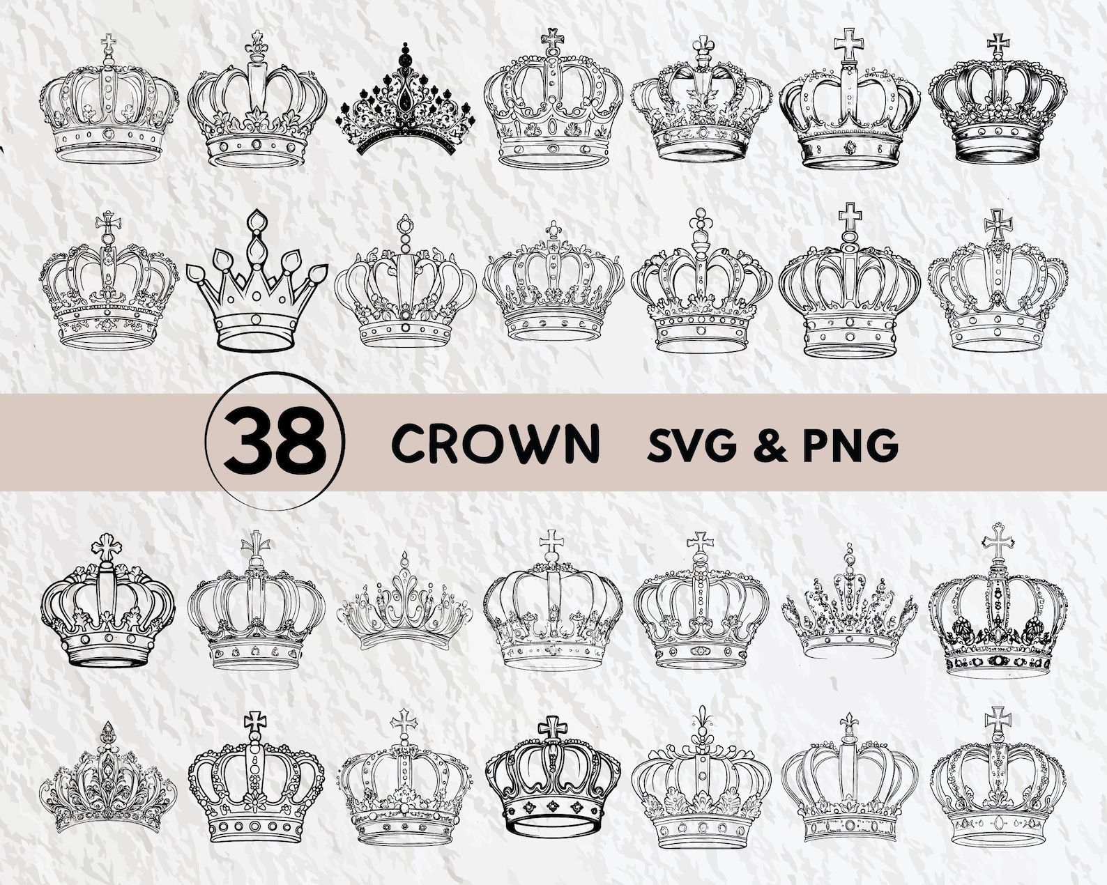 Crown Silhouette Svg, Crown Svg Bundle, Crown Clipart, Crown Decal ...