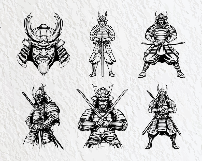 Samurai Silhouette SVG Bundle: Icon Decal Cut Files (PNG, Vector) - Etsy