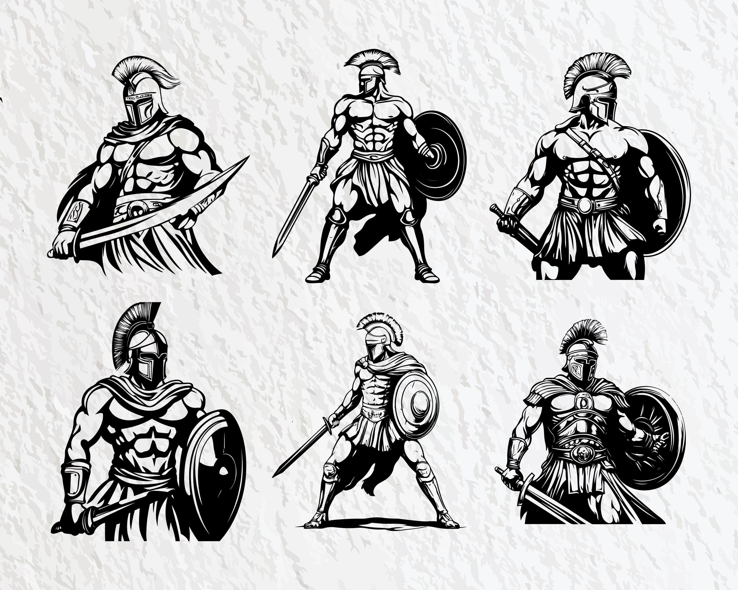 Gladiator SVG Bundle: Silhouette Clipart, Cricut Cut Files - Etsy