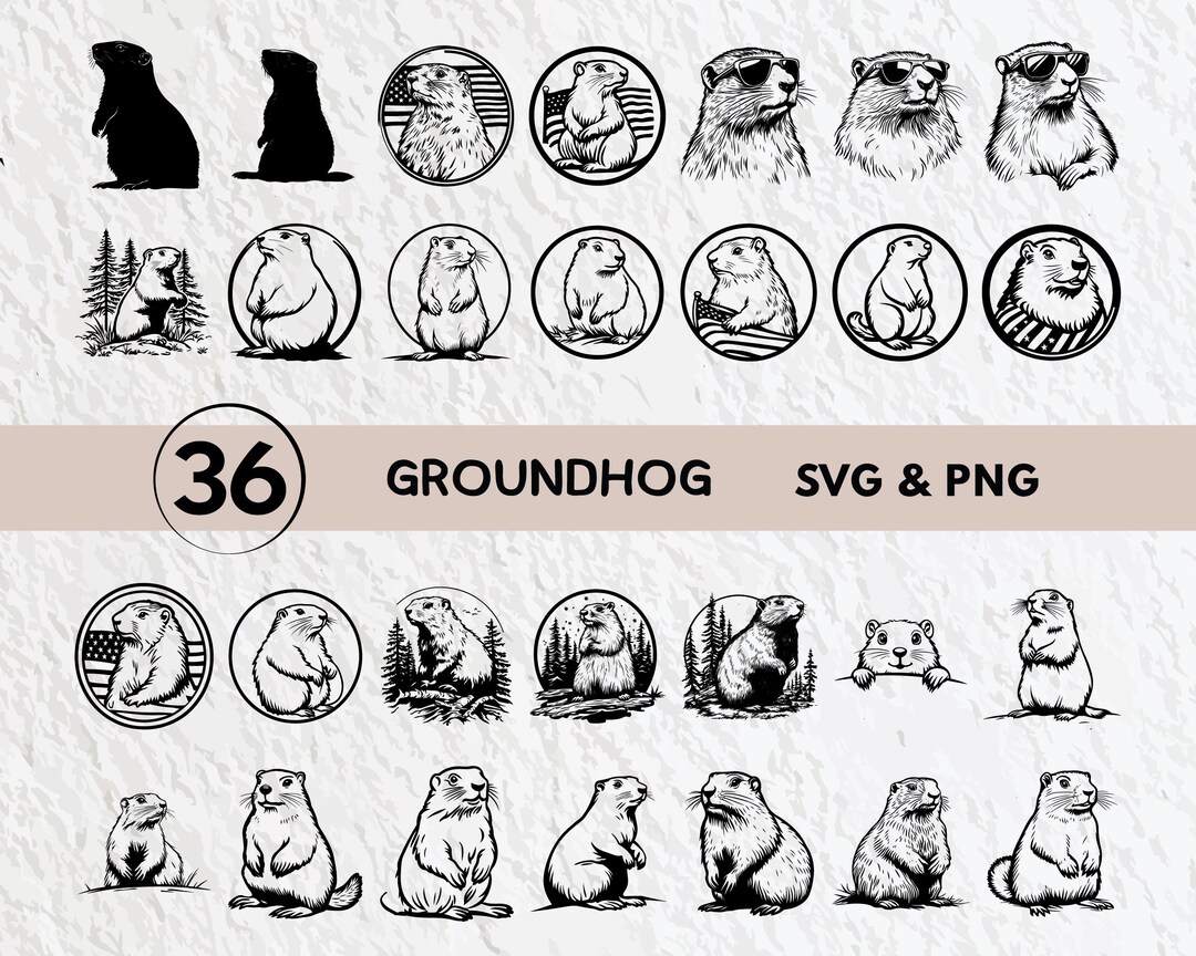 Groundhog Svg Bundle, Groundhog Silhouette, Groundhog Clipart Png ...