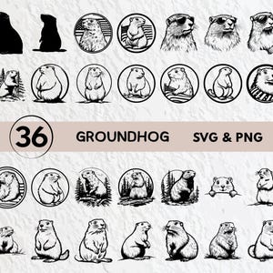 Groundhog Svg Bundle, Groundhog Silhouette, Groundhog Clipart Png ...
