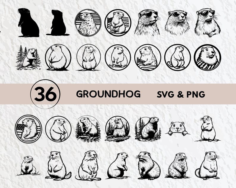 Groundhog Svg Bundle, Groundhog Silhouette, Groundhog Clipart Png ...