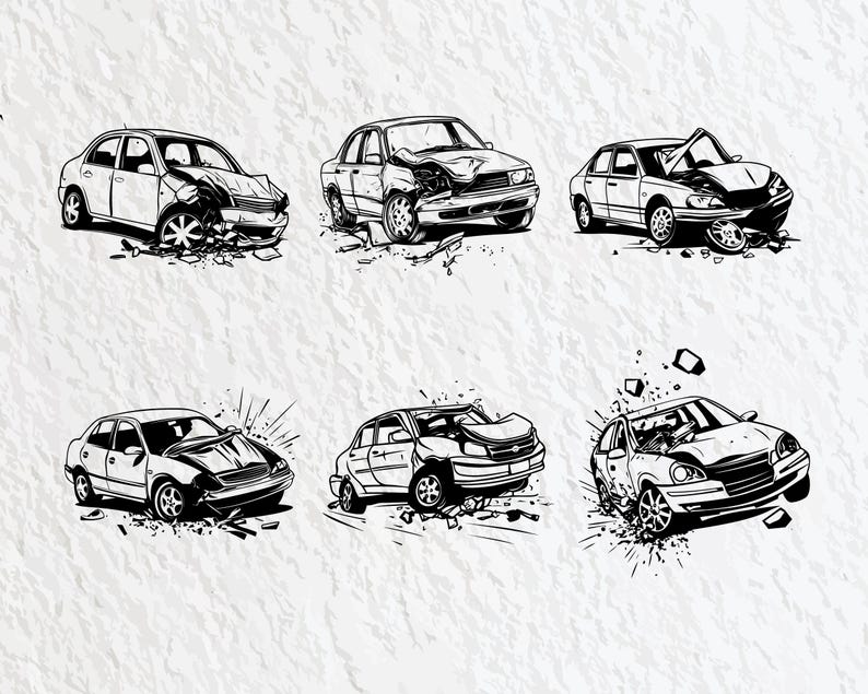 Car Accident SVG Bundle: Clipart, Silhouette, Vector (digital Download ...