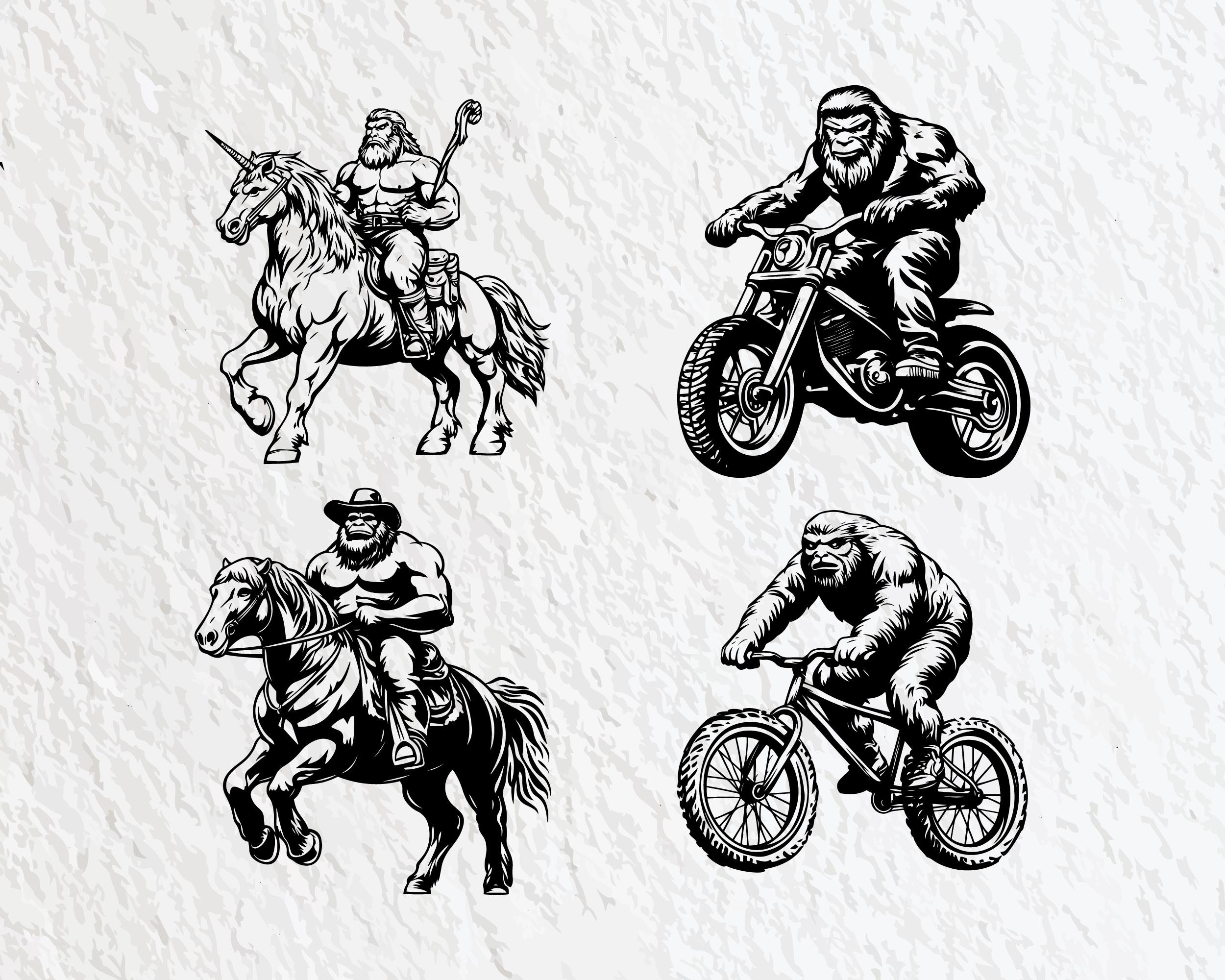 Bigfoot Riding SVG Bundle: Silhouette Clipart Designs (PNG, SVG) - Etsy