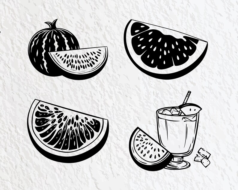 Watermelon Svg Bundle, Watermelon Silhouette, Watermelon Clipart Png ...