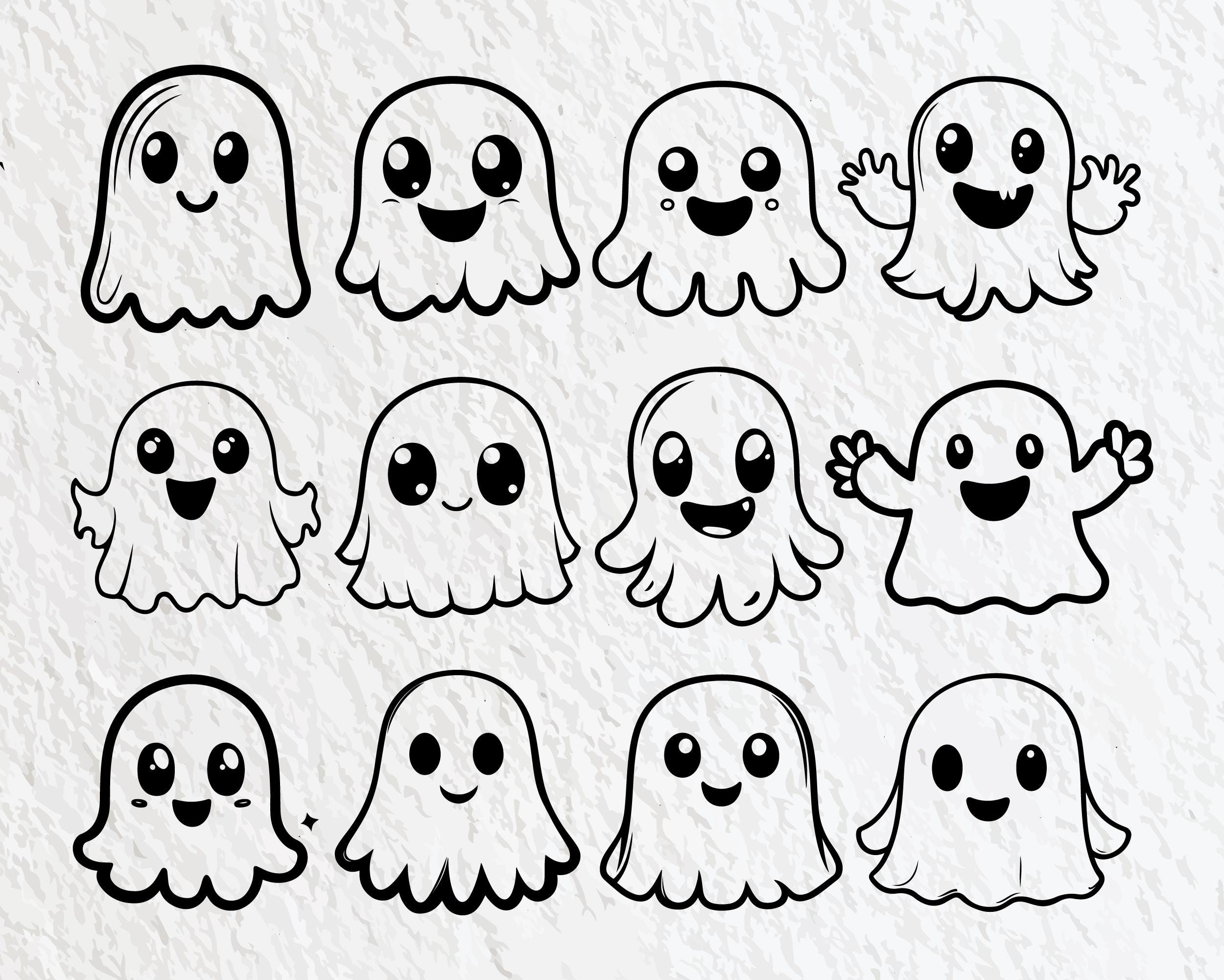 Cute Ghost Svg Bundle, Cute Ghost Silhouette, Cute Ghost Clipart, Cute ...