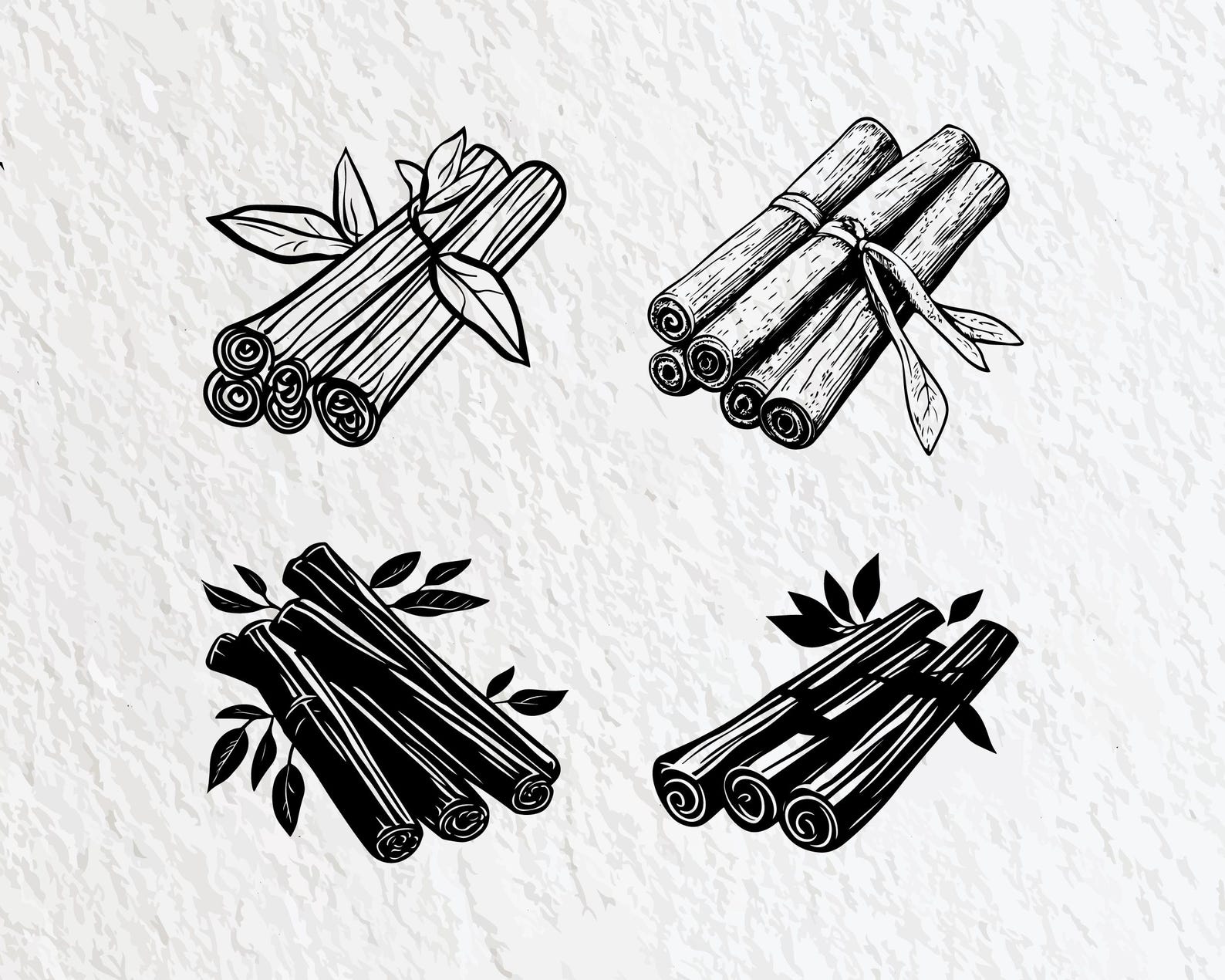 Cinnamon Sticks SVG Bundle: Logo Icon, Clipart, Outline (digital ...